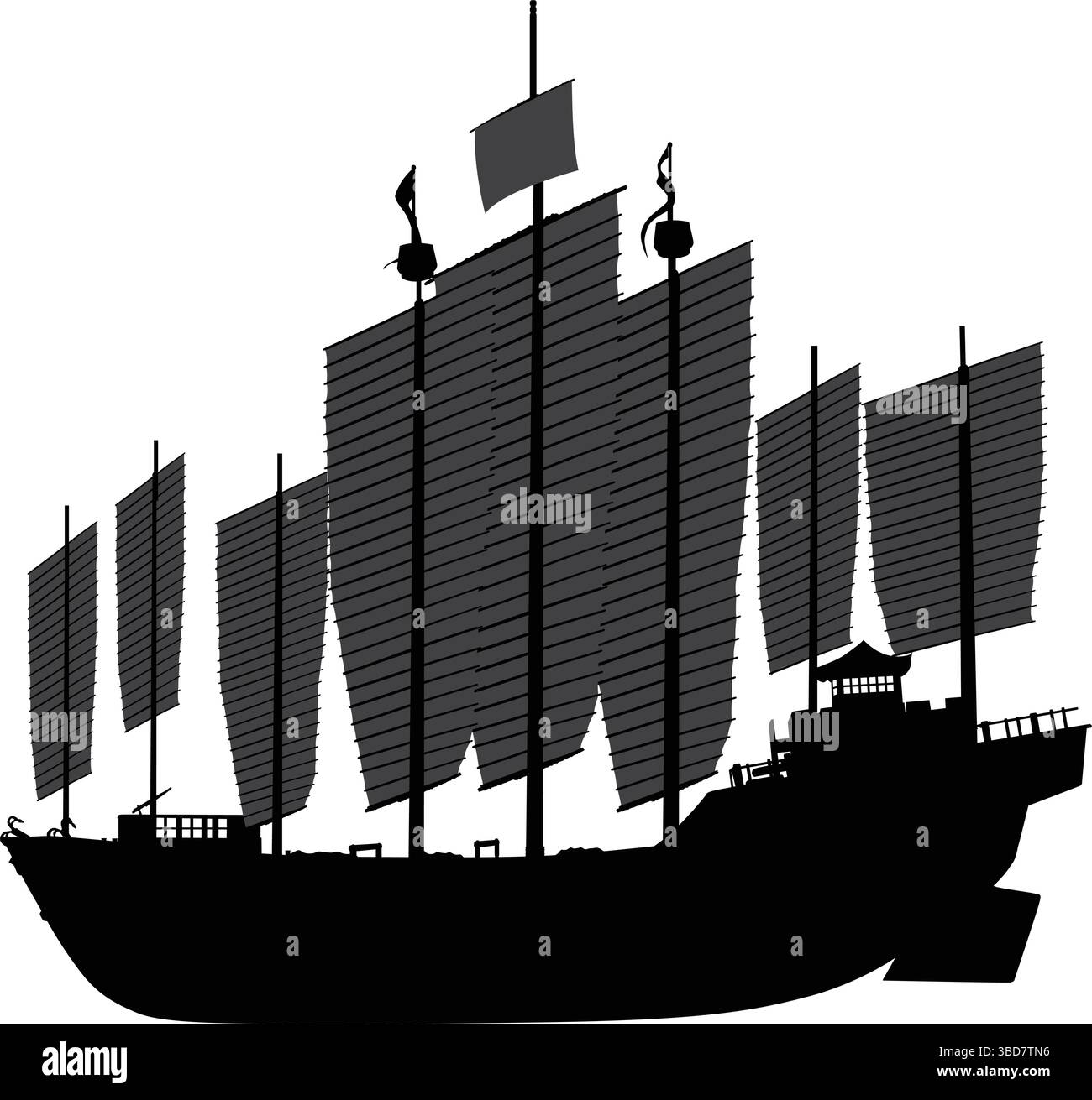 Sailing ship highly detailed vector silhouette Stock Vector Image & Art ...