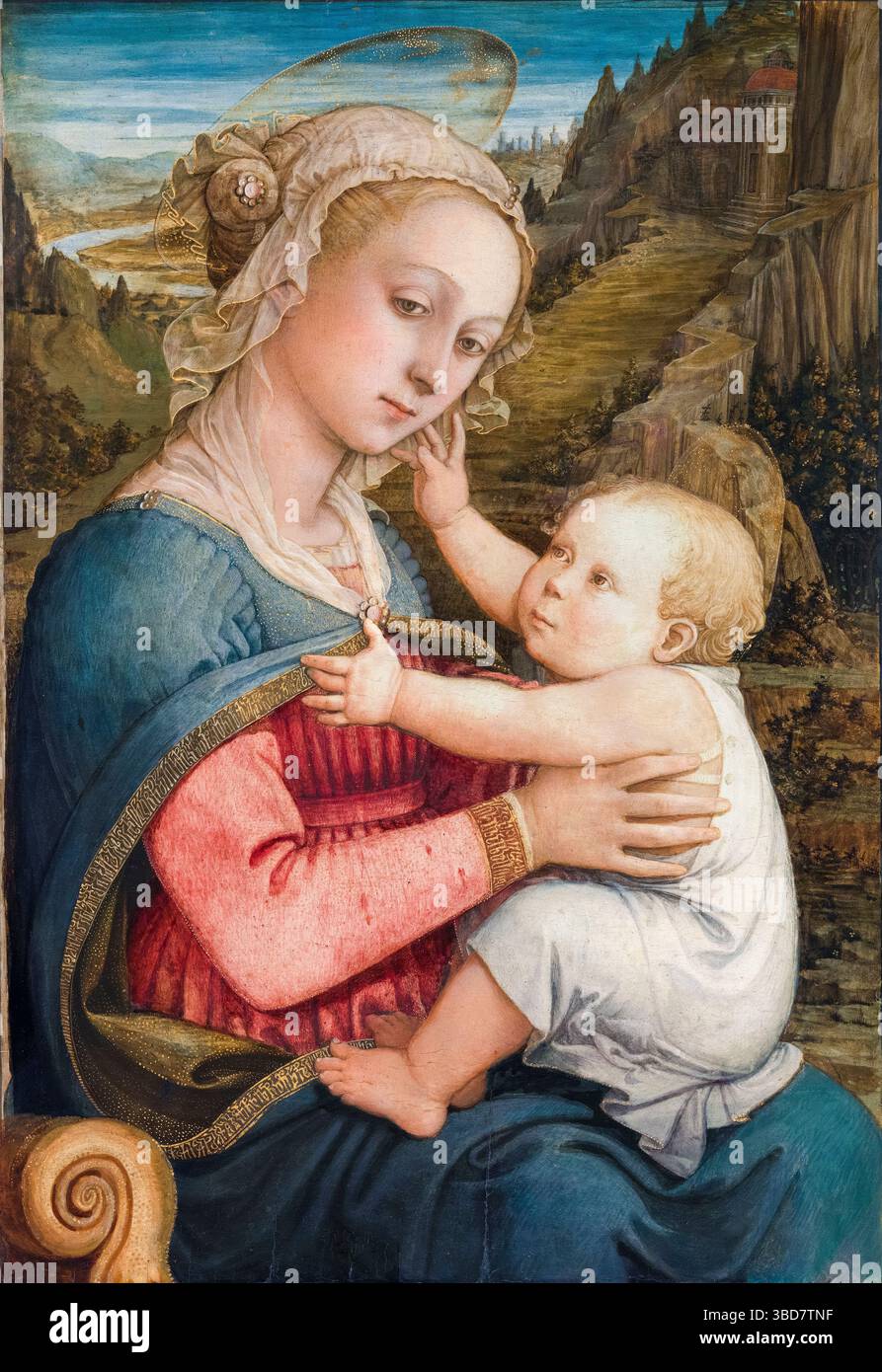 Fra Filippo Lippi, Virgin and Child, painting in tempera on panel, 1460-1465 Stock Photo - Alamy