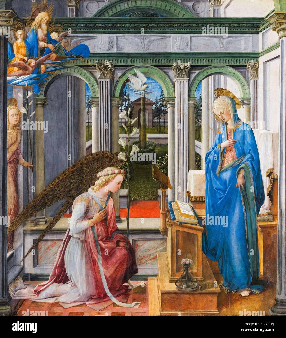Fra Filippo Lippi, The Annunciation, painting in tempera on panel, 1443-1445 Stock Photo - Alamy