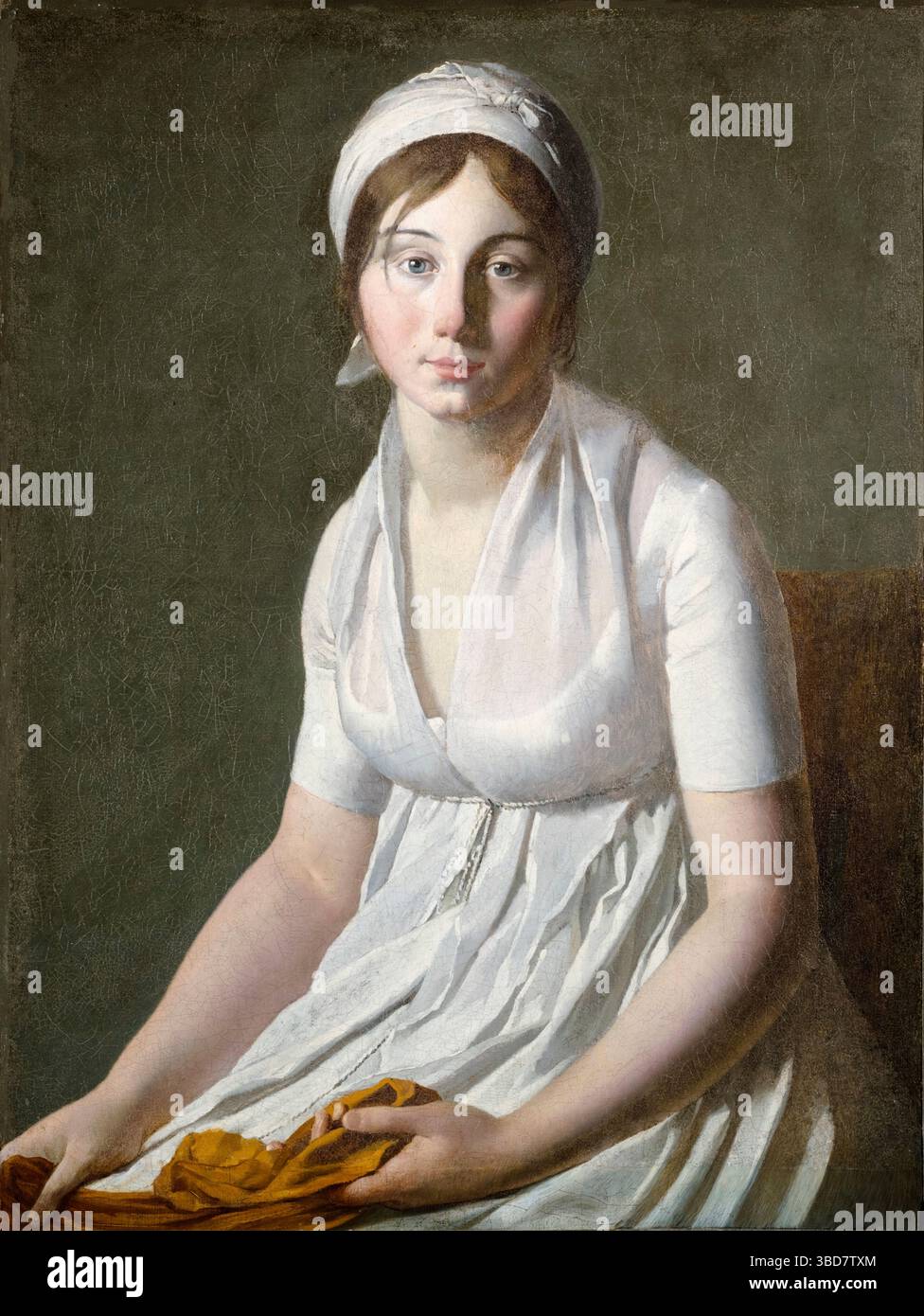 Jacques Louis David, Portrait of a Young Woman, painting in oil on ...