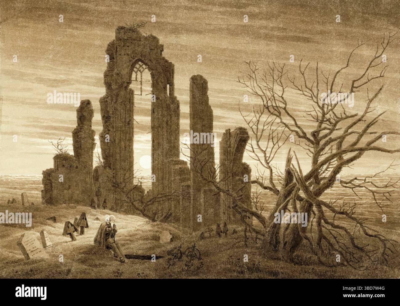 Caspar David Friedrich, Winter: Night - Old Age and Death, painting in ...