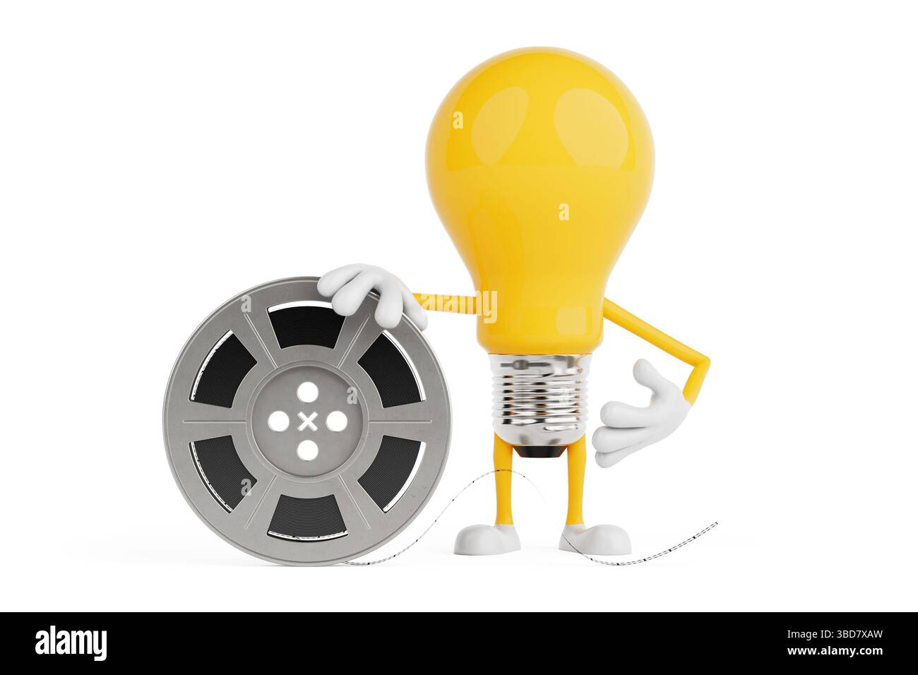 Creativity And Film Production Concept. Yellow Light Bulb Character ...