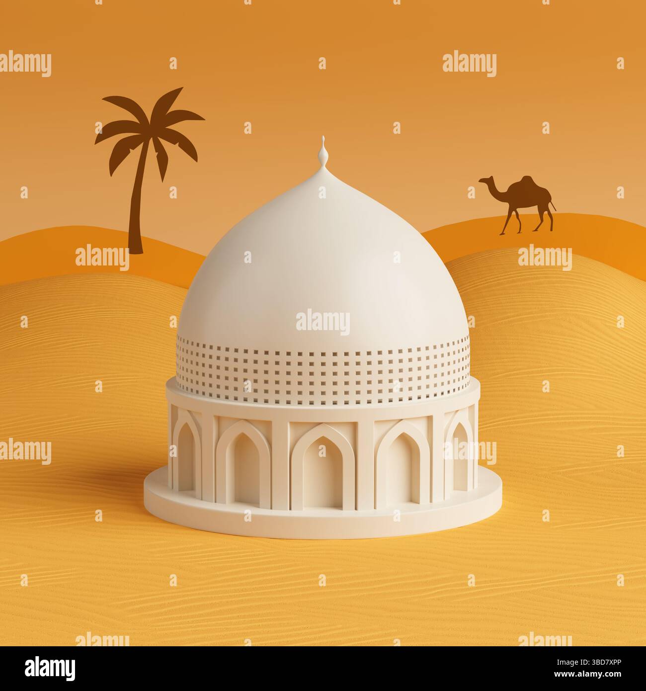 Middle Eastern Architecture Concept. White Islamic Style Dome Building ...