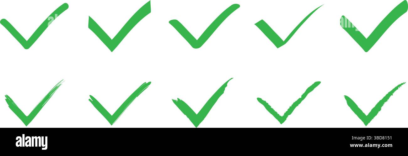 green check mark icon set isolated vector illustration Stock Vector ...