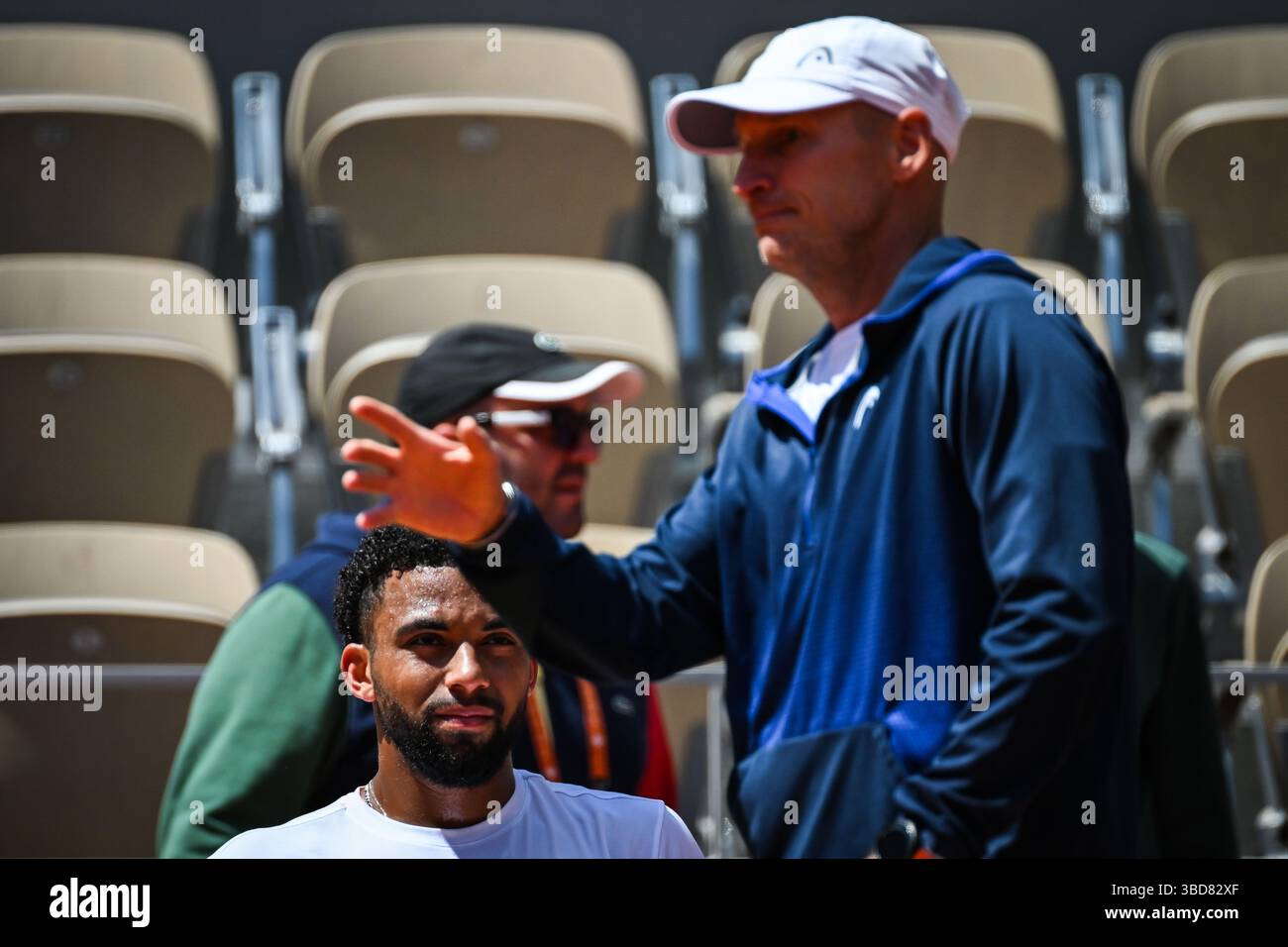 Ivan CINKUS coach of Arthur FILS during a training session of Roland ...