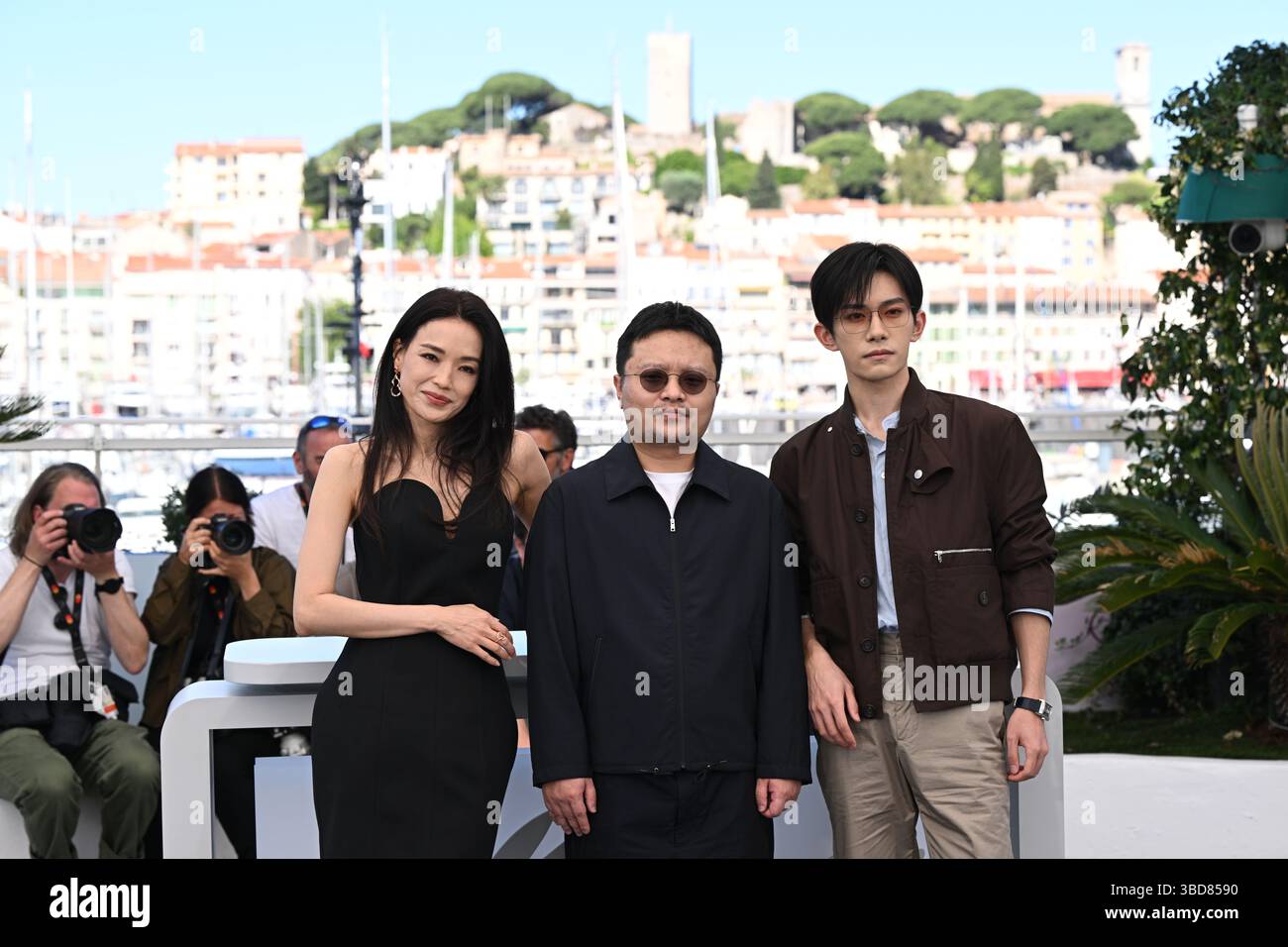 (left to right) Shu Qi, Gan Bi and Jackson Yee during the photocall for ...