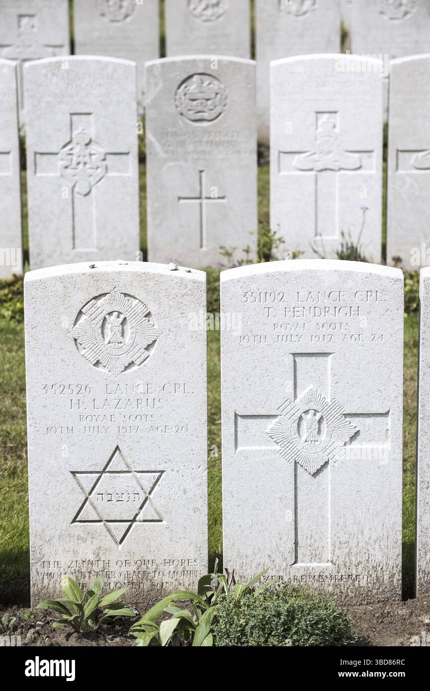 Jewish grave at the Lijssenthoek Military Cemetery, largest First World ...