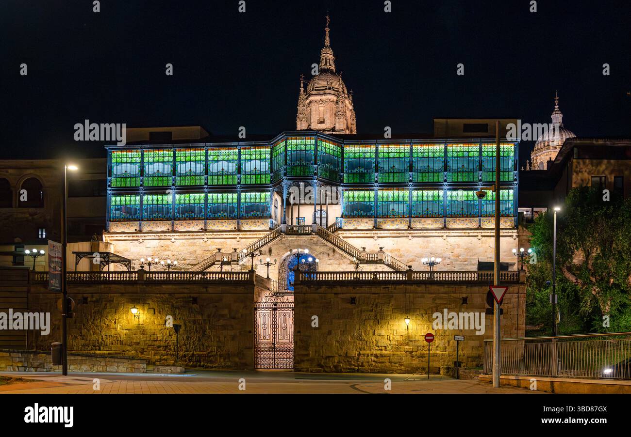illuminated art deco windows Stock Photo - Alamy