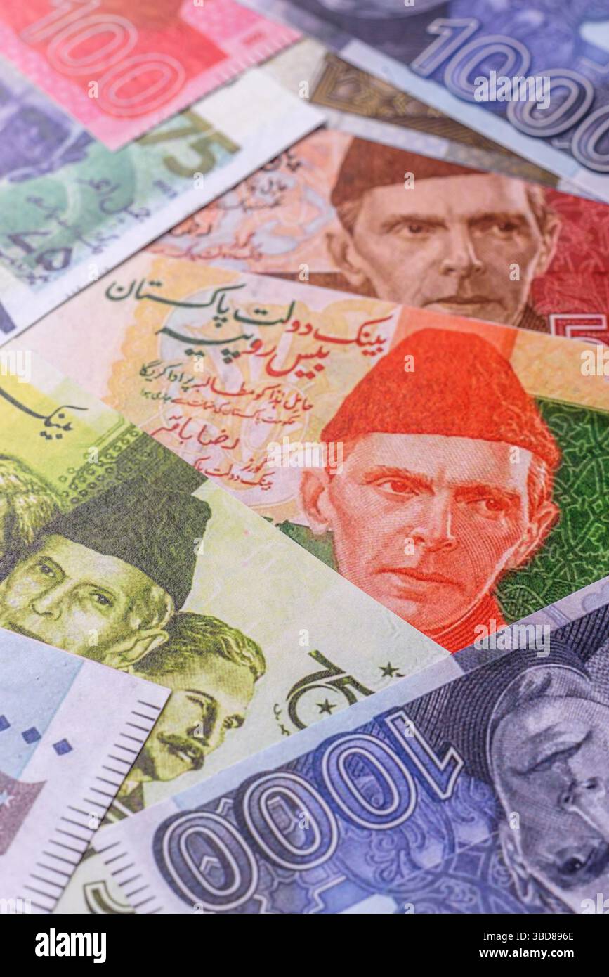 Pakistan, Pakistani rupee paper money. Cash notes for business and ...