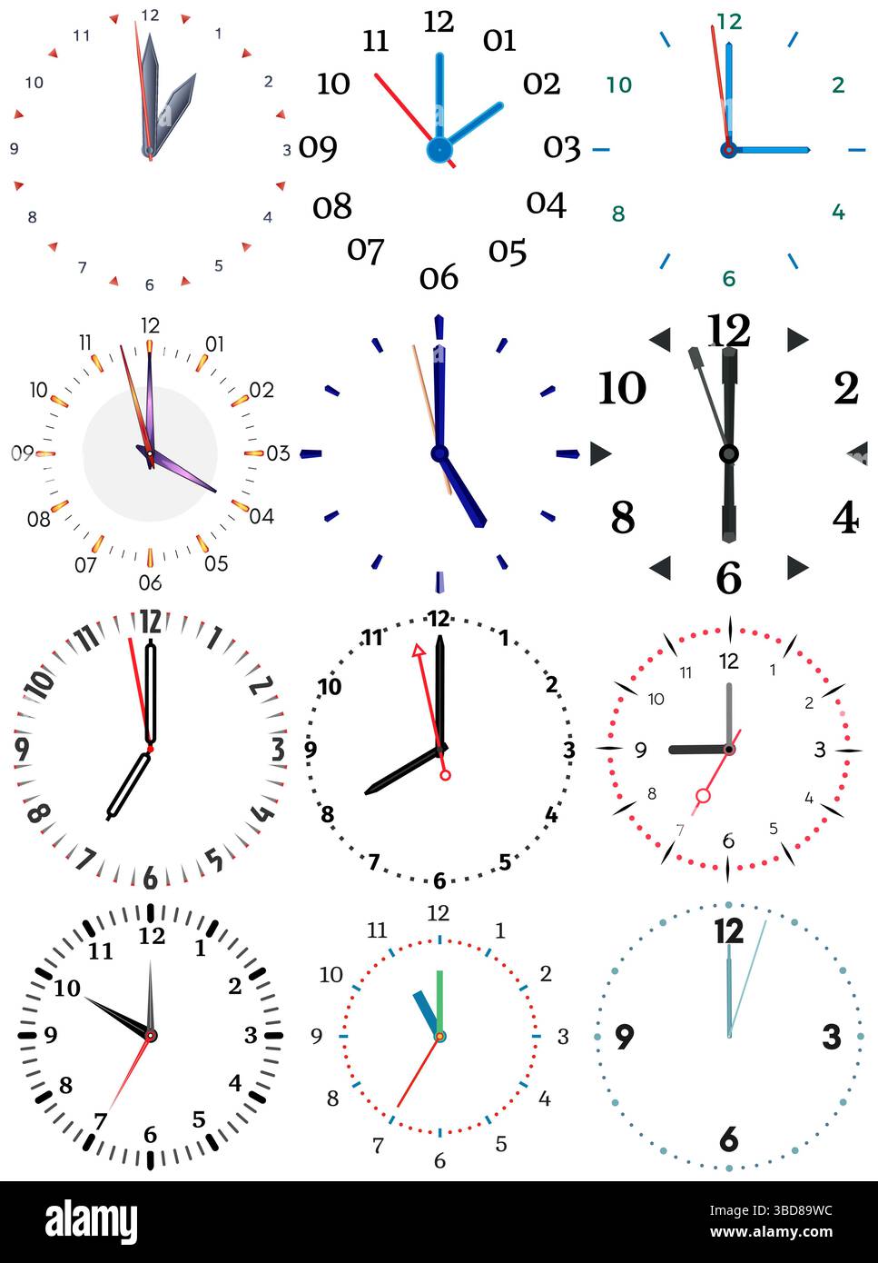 A set of different mechanical clocks with an image of each of the ...