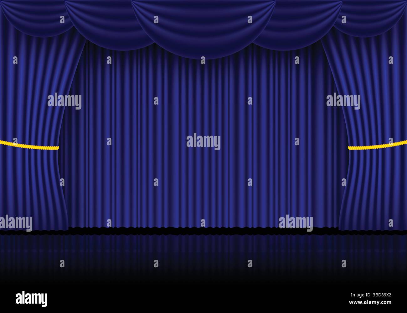 Blue curtain opera, cinema or theater stage drapes. Spotlight on closed ...