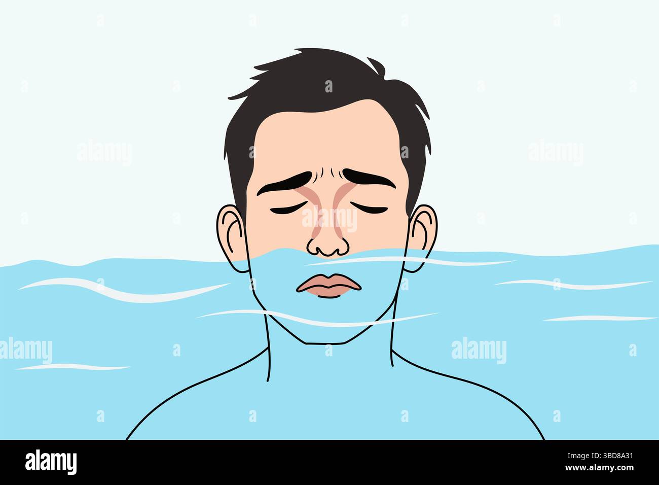 mental health awareness concept, drowning man in water, mix emotion of ...