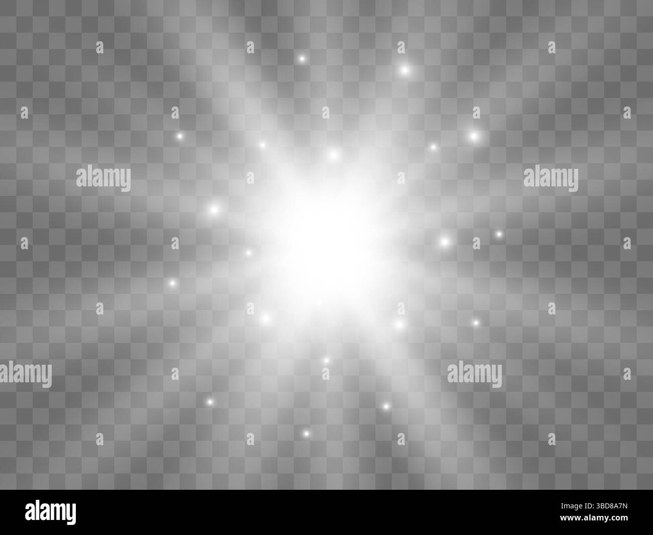 Sunlight on a transparent background. Isolated white rays of light ...