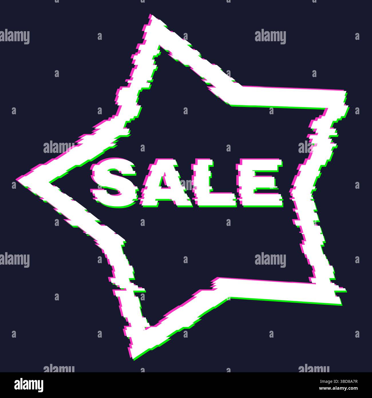 Distorted glitch sale banner with error effect on the edges and in text ...