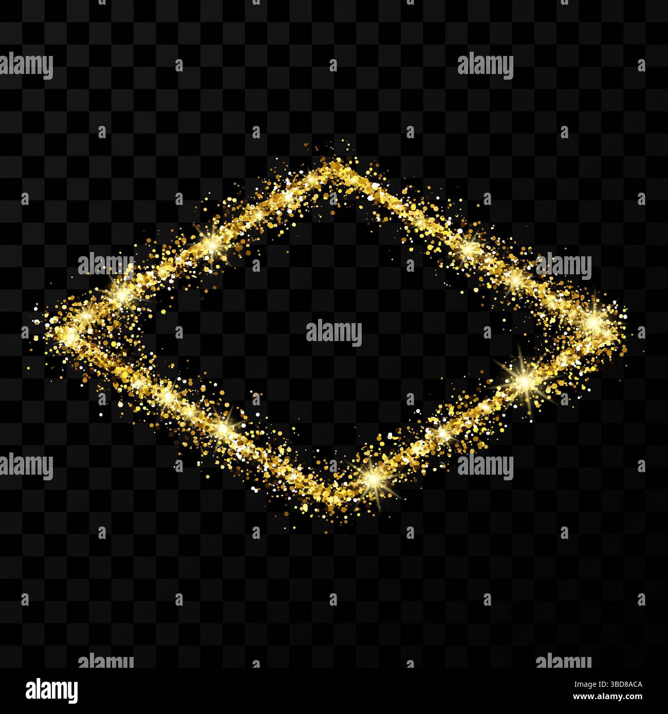 Gold glitter frame. Rhombus frame with shiny sparkles on dark ...
