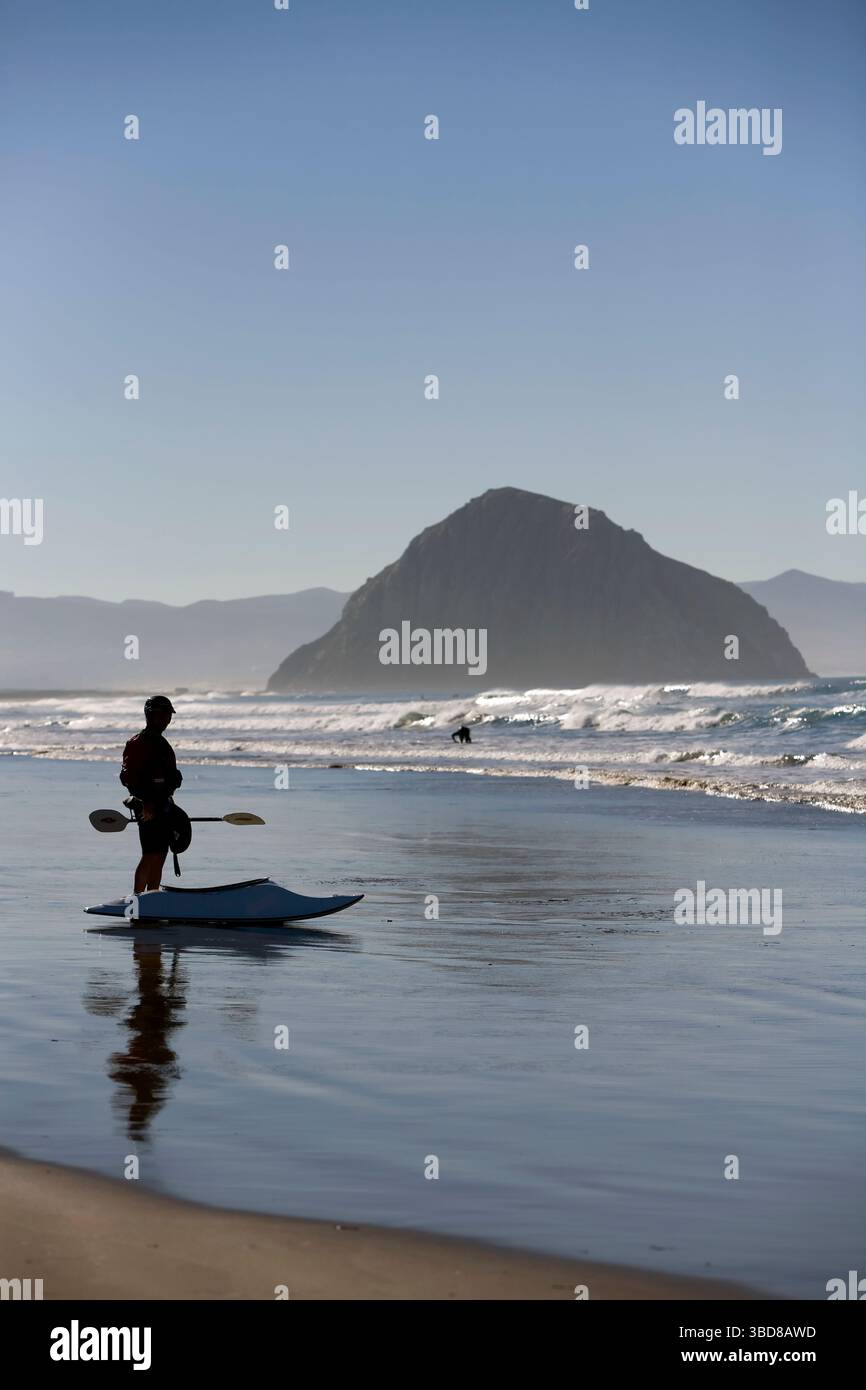 Kayak surfing at Morro Strand State Beach, California Stock Photo - Alamy