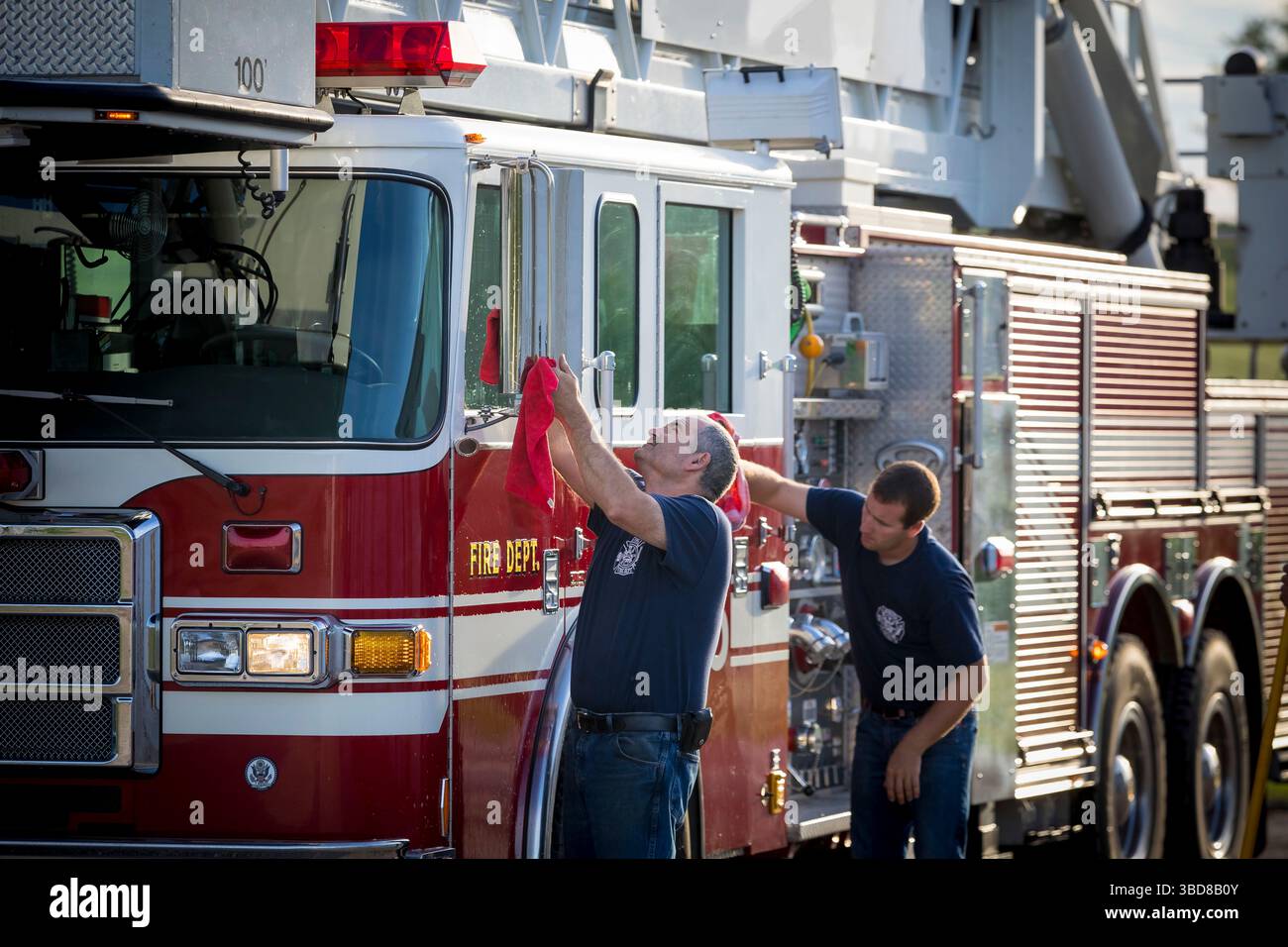 Fire engine cleaning, New Holstein, Wisconsin, USA Stock Photo - Alamy