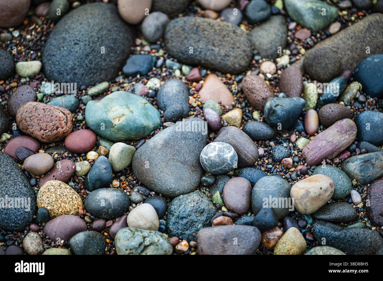 Multi-colored Stones on Bay of Fundy Beach Stock Photo - Alamy
