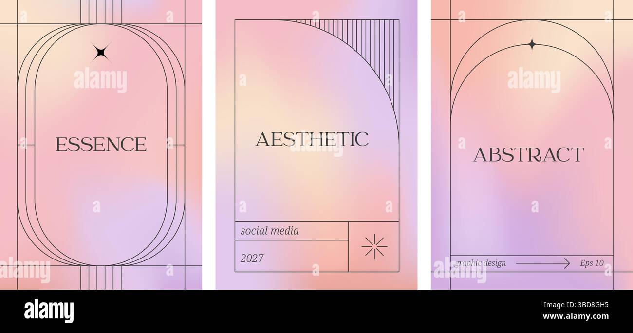 Minimal aesthetic linear frames with holographic gradient background ...