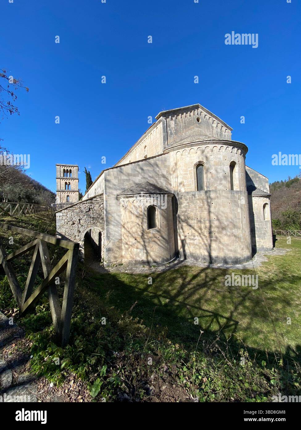 Historic San Liberatore a Majella Abbey rising dramatically beside ...