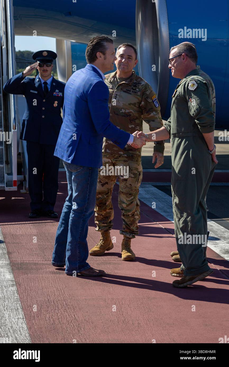 U.S. Secretary of Defense Pete Hegseth meets U.S. Airforce Col. Allen ...