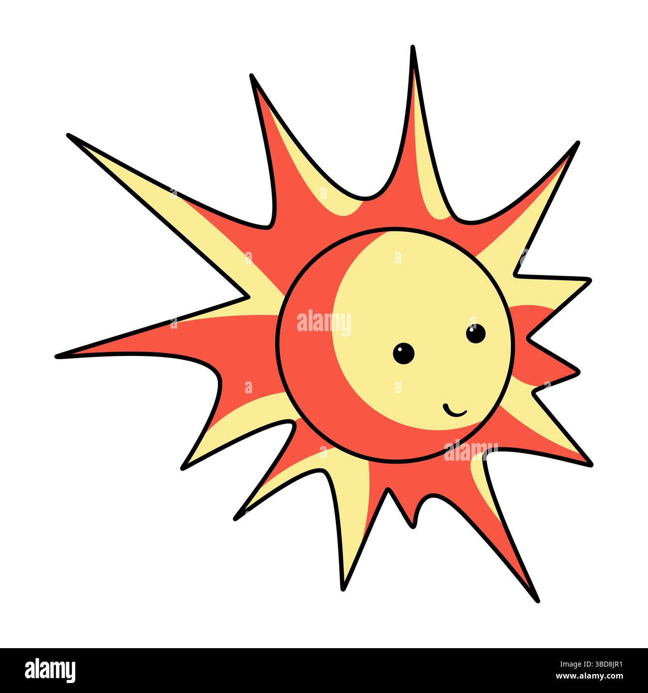 Bright sun in cartoon style. This vector image showcases a cheerful ...