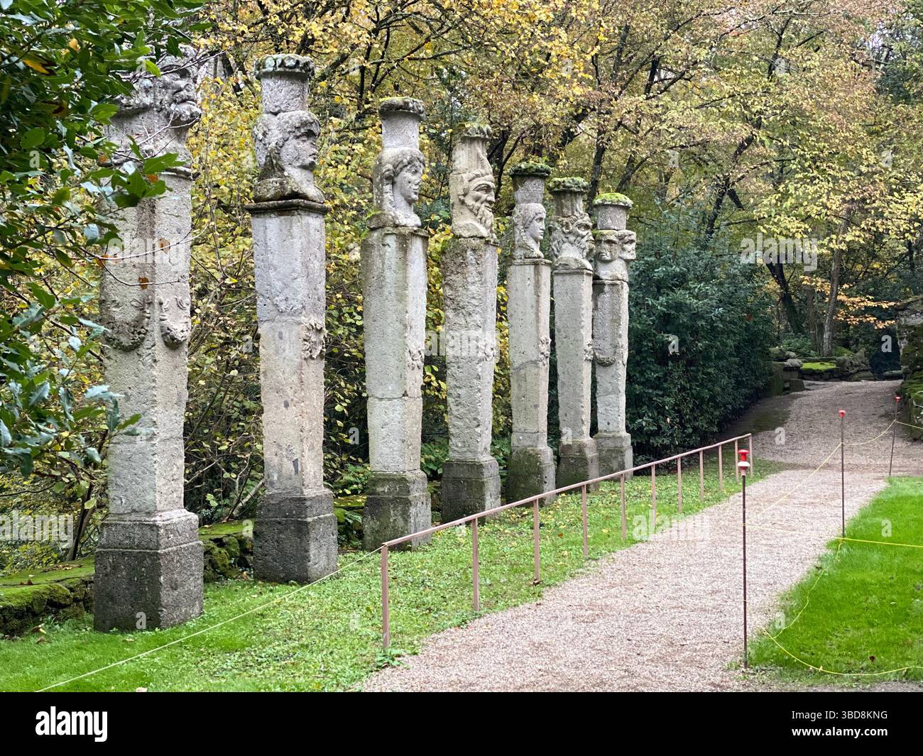 Ancient herms depicting roman gods in the gardens of Bomarzo, also ...