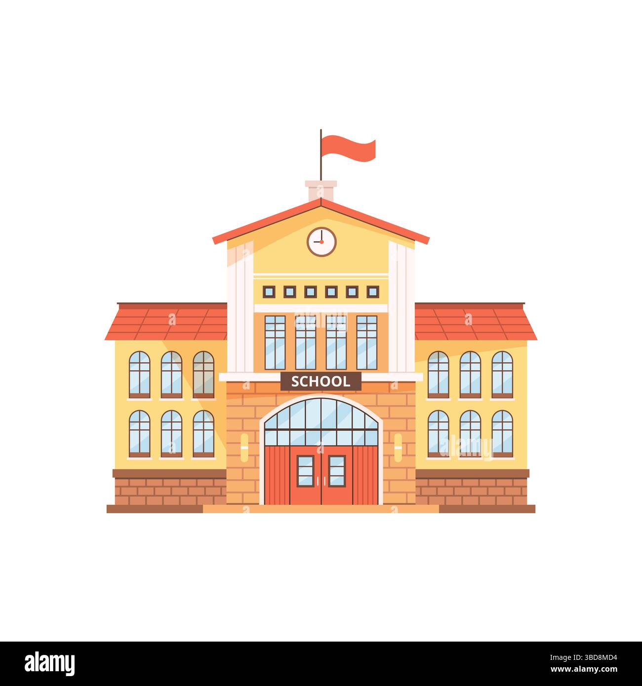 School building icon in flat style. Clip art Stock Vector Image & Art ...