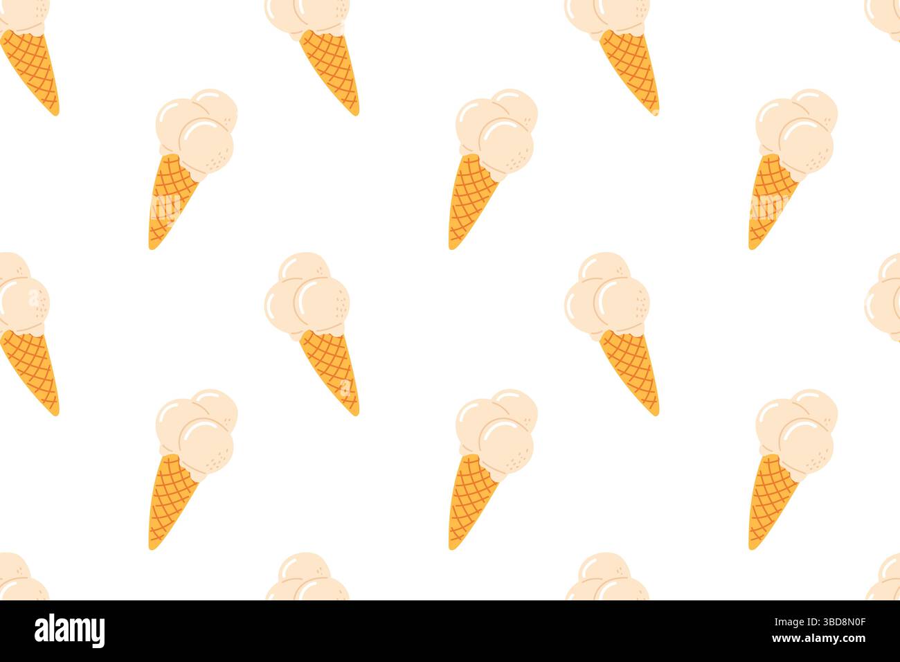 This design showcases a repeating pattern of ice cream cones with ...