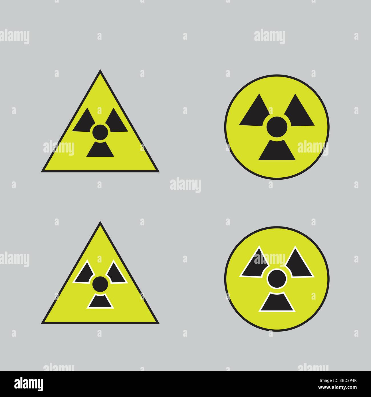 radiation symbols. Radiation warning. Radiation web icons with shadow. Danger signs vector set ...