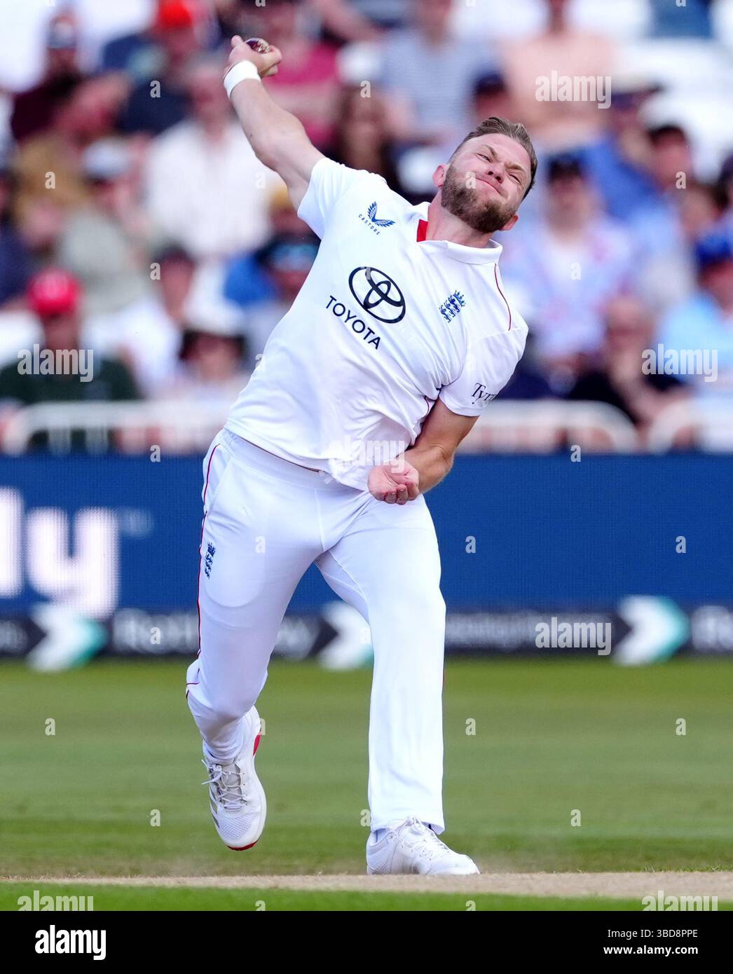 England's Sam Cook bowling on day two of the Rothesay International ...