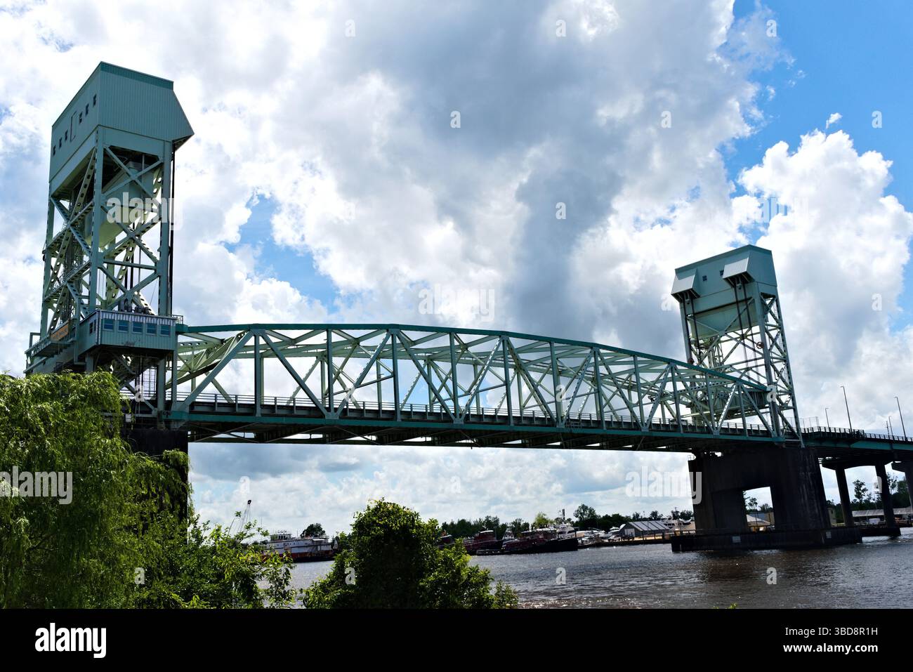 A close up photo of the Cape Fear Memorial Bridge that crosses the Cape ...