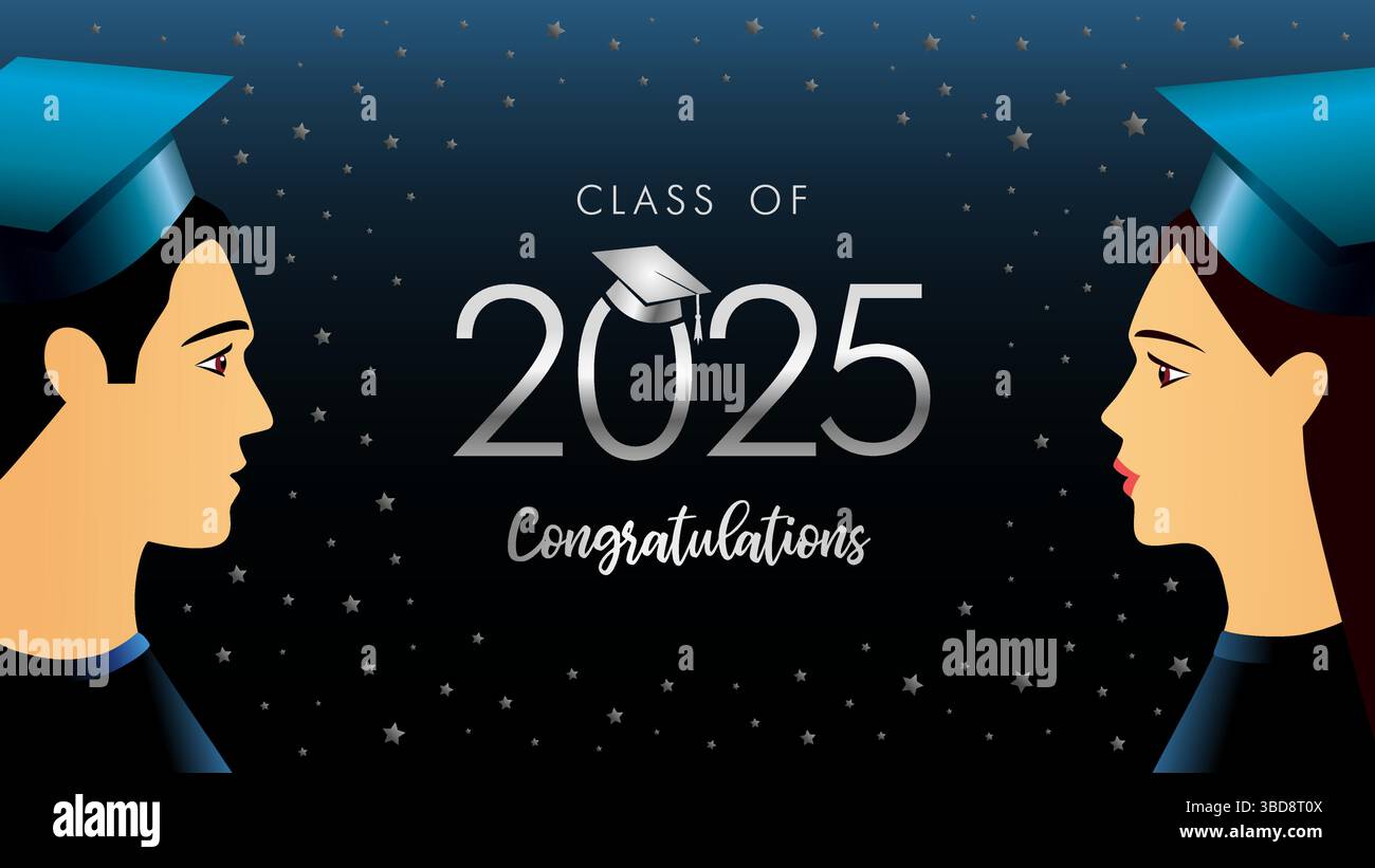 Class of 2025, graduate students with square academic cap ...