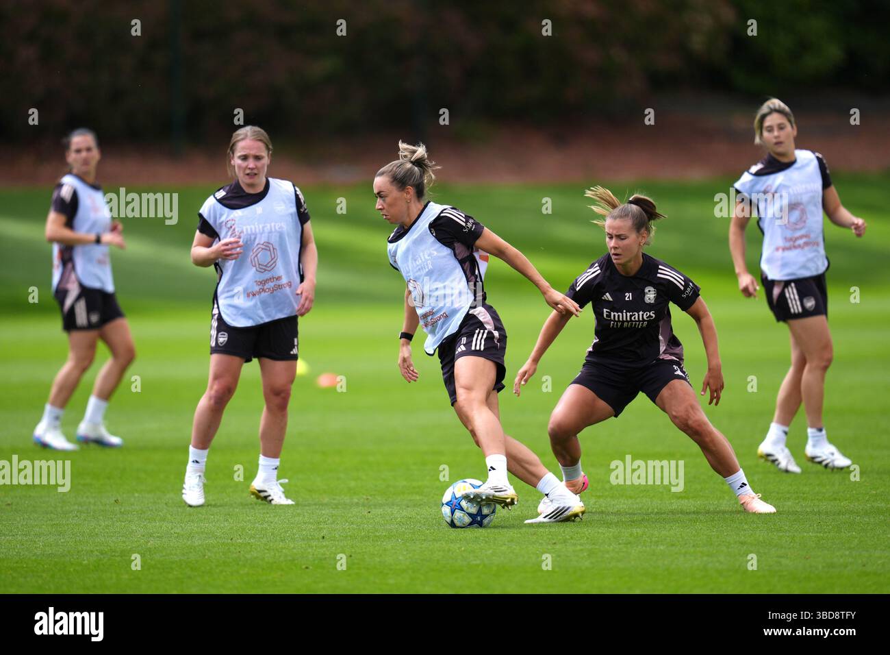 Arsenal's Katie McCabe and Victoria Pelova during a training session at ...