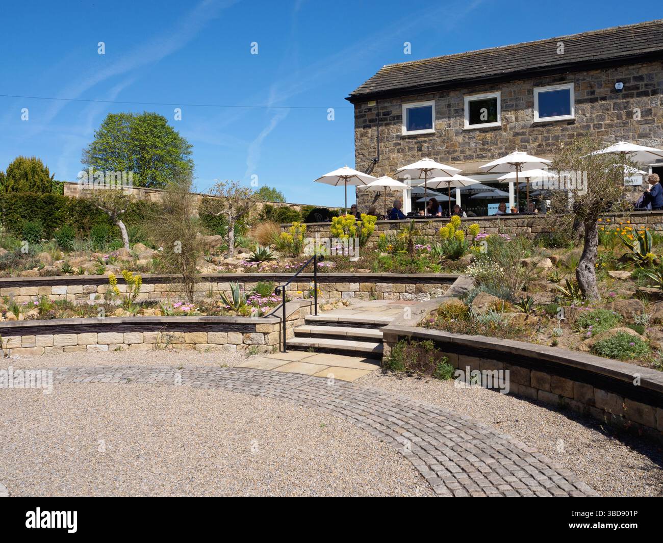 The cafe and courtyard York Gate Garden Stock Photo - Alamy