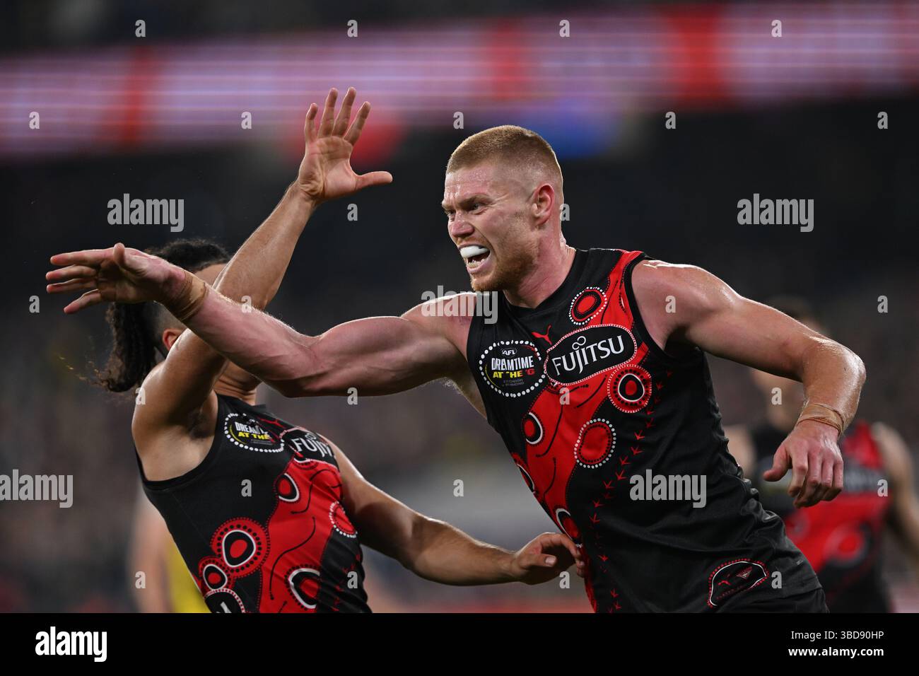 Melbourne, Australia. 23rd May, 2025. Peter Wright of Essendon reacts ...