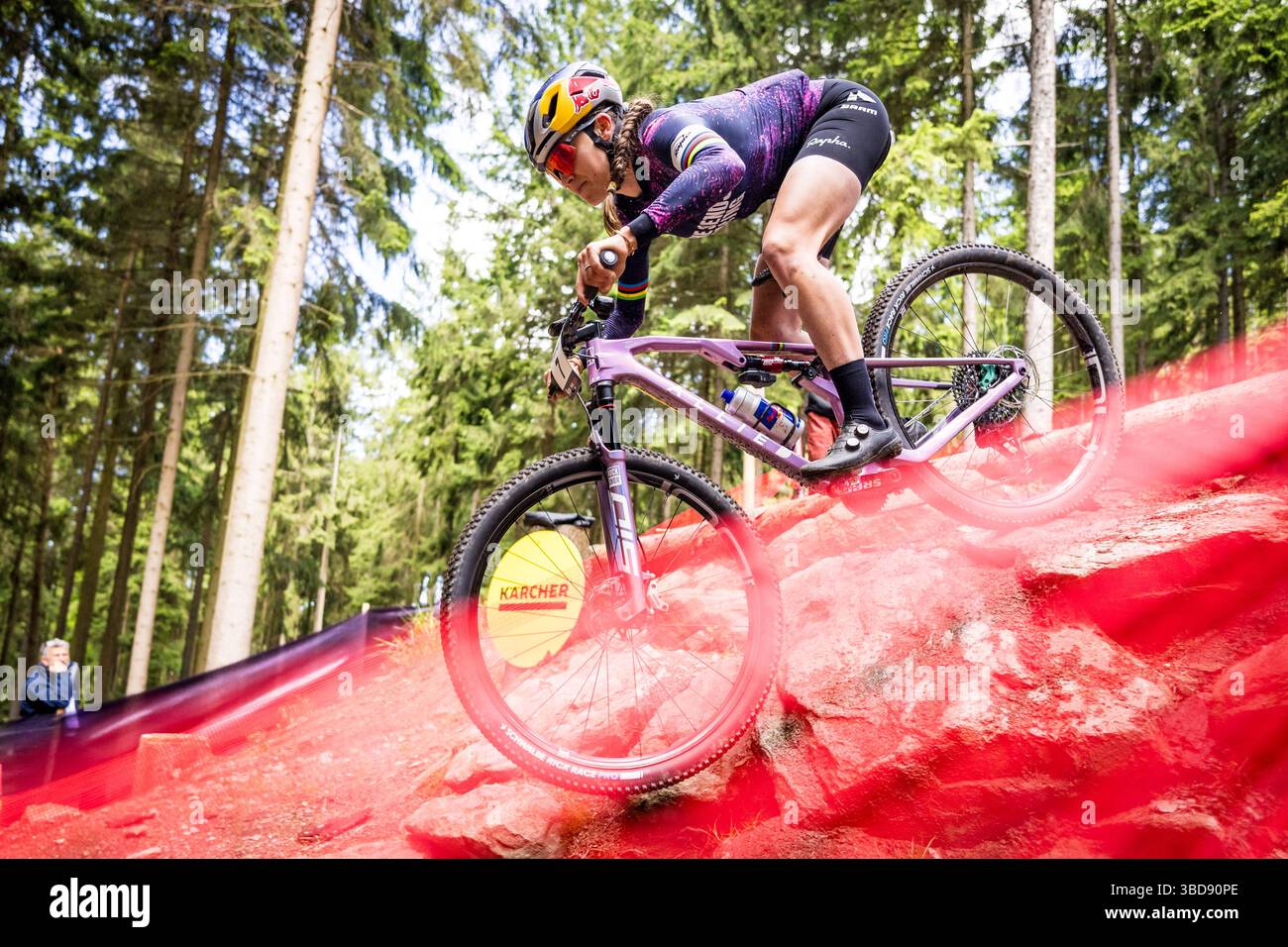 Kate Courtney of USA during the training for Mountain bike cross ...