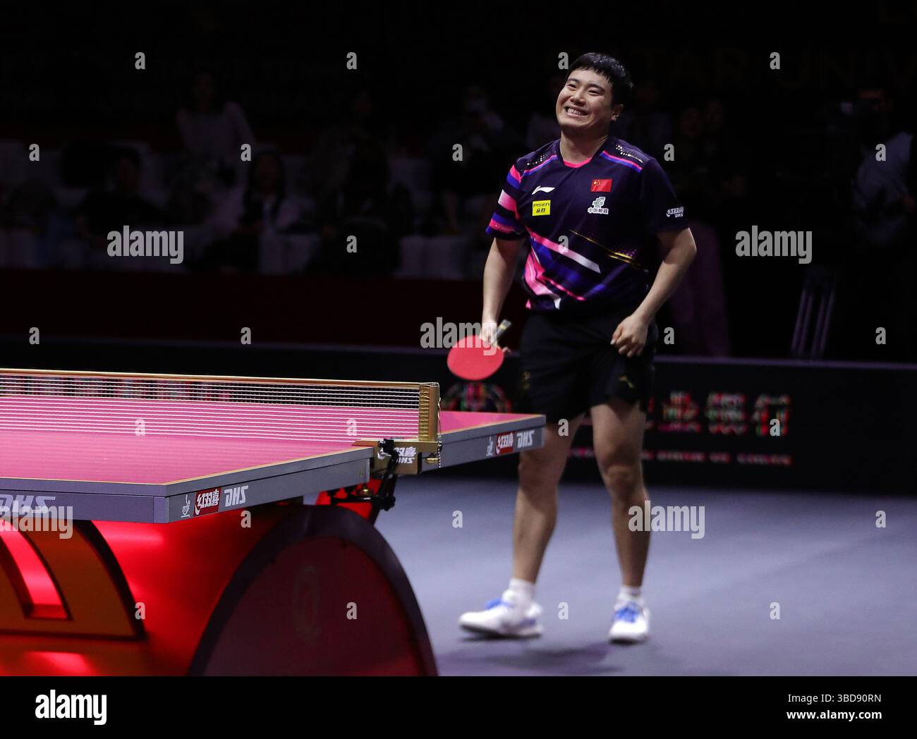 Doha, Qatar. 23rd May, 2025. Liang Jingkun reacts during the men's ...