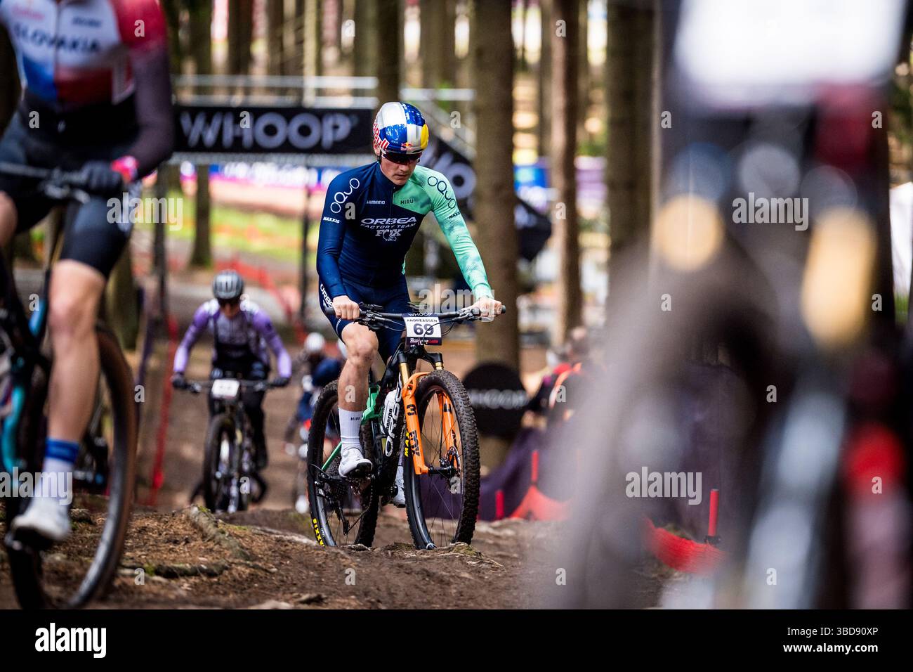 Simon Andreassen of Denmark during the training for Mountain bike cross country World Cup event ...