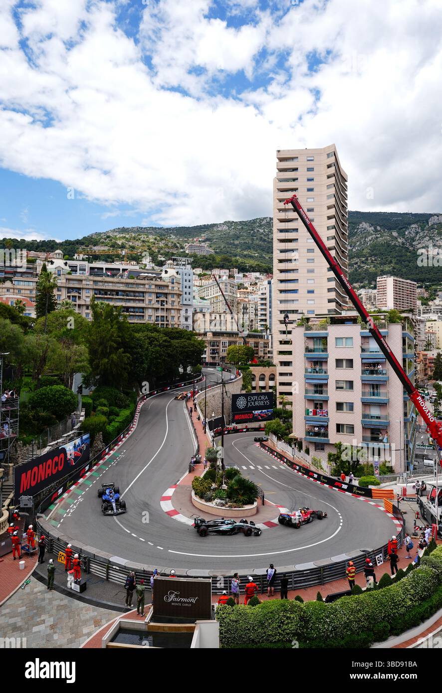 Williams' Alex Albon, Mercedes' George Russell and Ferrari's Lewis ...