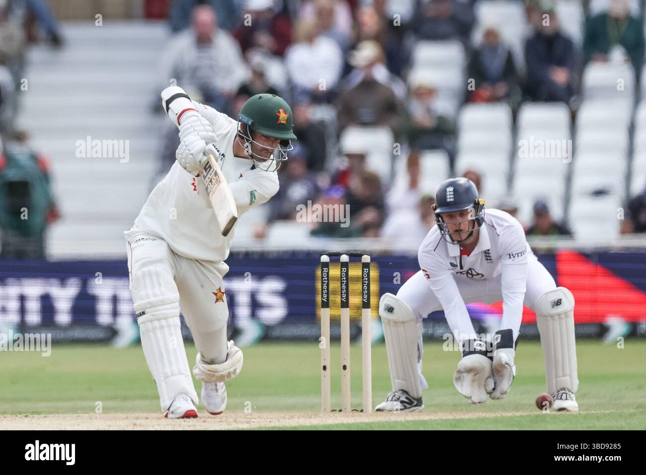 Nottingham, UK. 23rd May, 2025. Zimbabwe captain Craig Ervine hits a ...