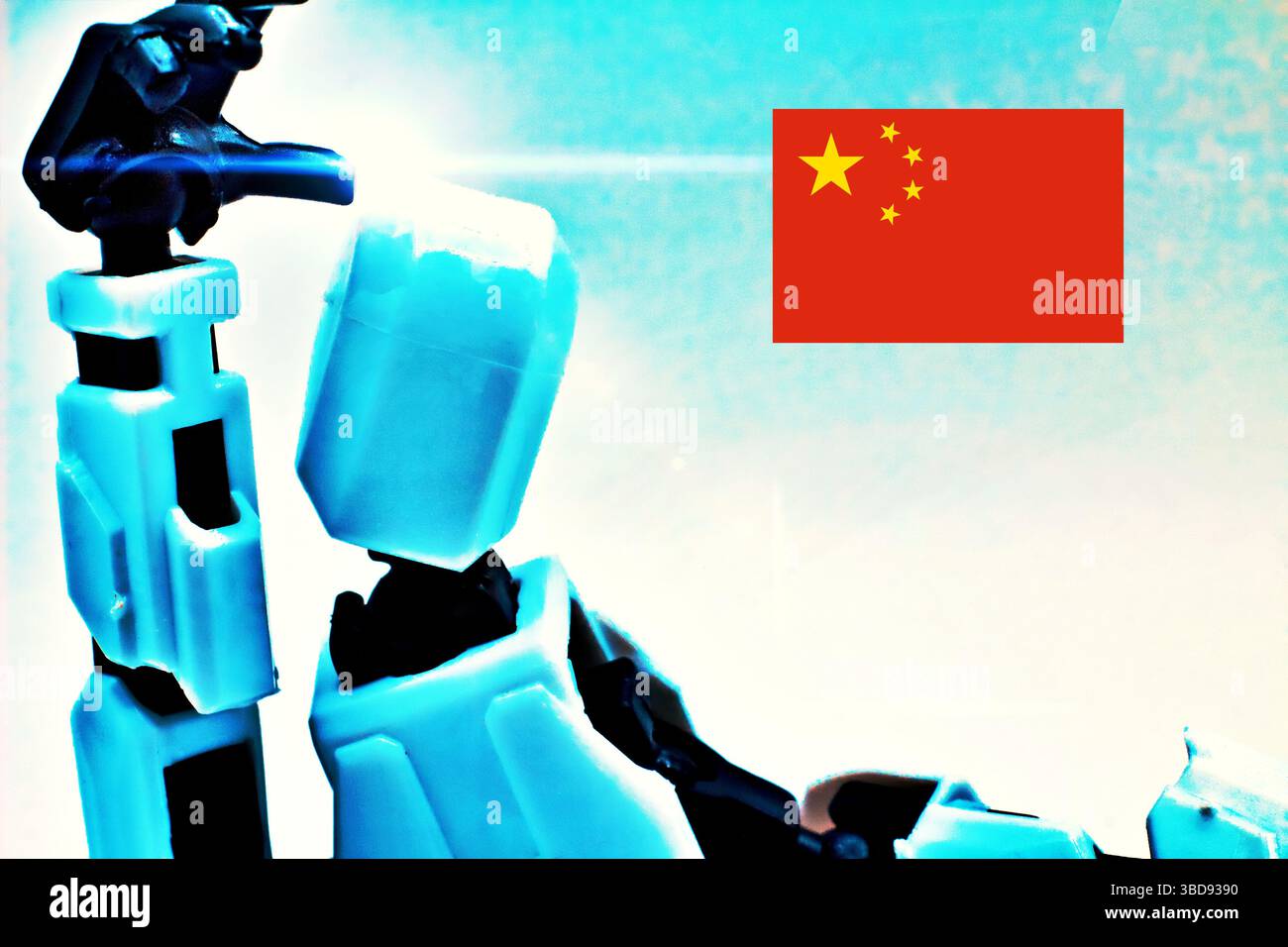 Robot with the Chinese flag, concept of future in China Stock Photo - Alamy