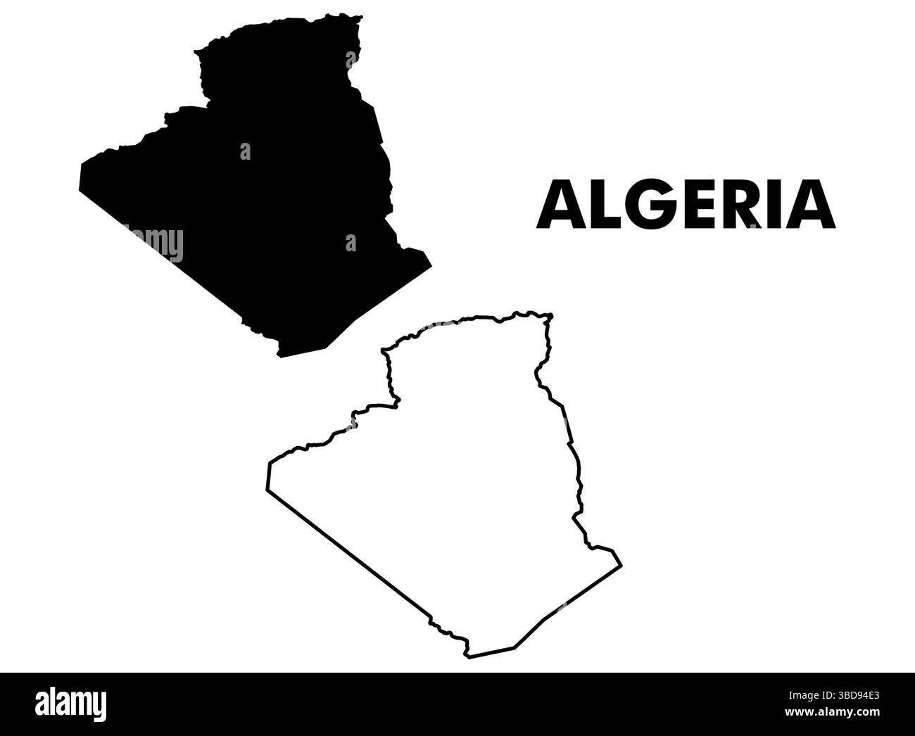 Algeria outline silhouette map hi-res stock photography and images - Alamy