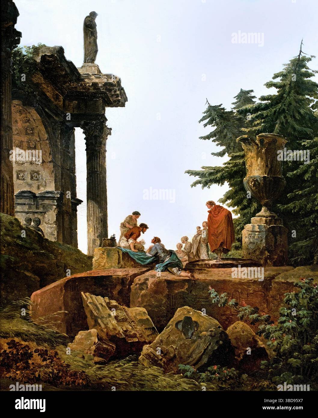 Triumphal arch in ruins - The Card Players 1780 Hubert Robert 1733-1808 ...