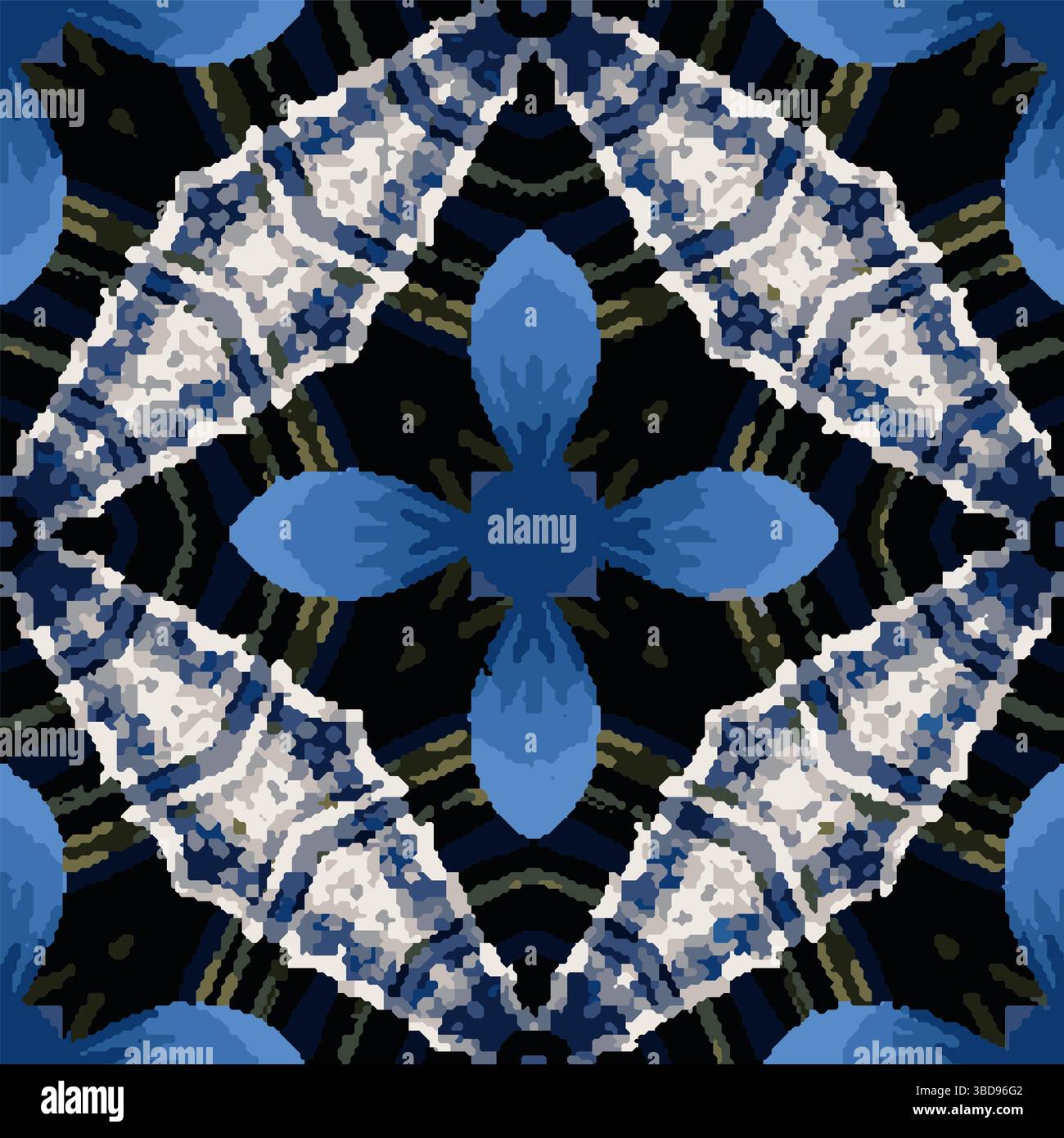 Detailed blue floral Stock Vector Images - Alamy