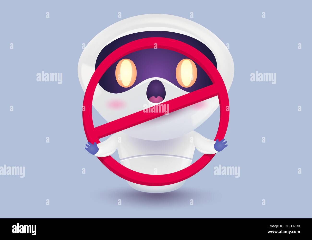 Vector illustration of a cute robot and stop sign. Vector icon of chat ...