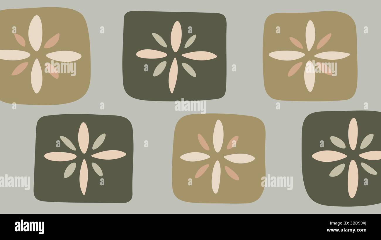 Flower Icons in Earthy Color Squares Background Stock Vector Image ...