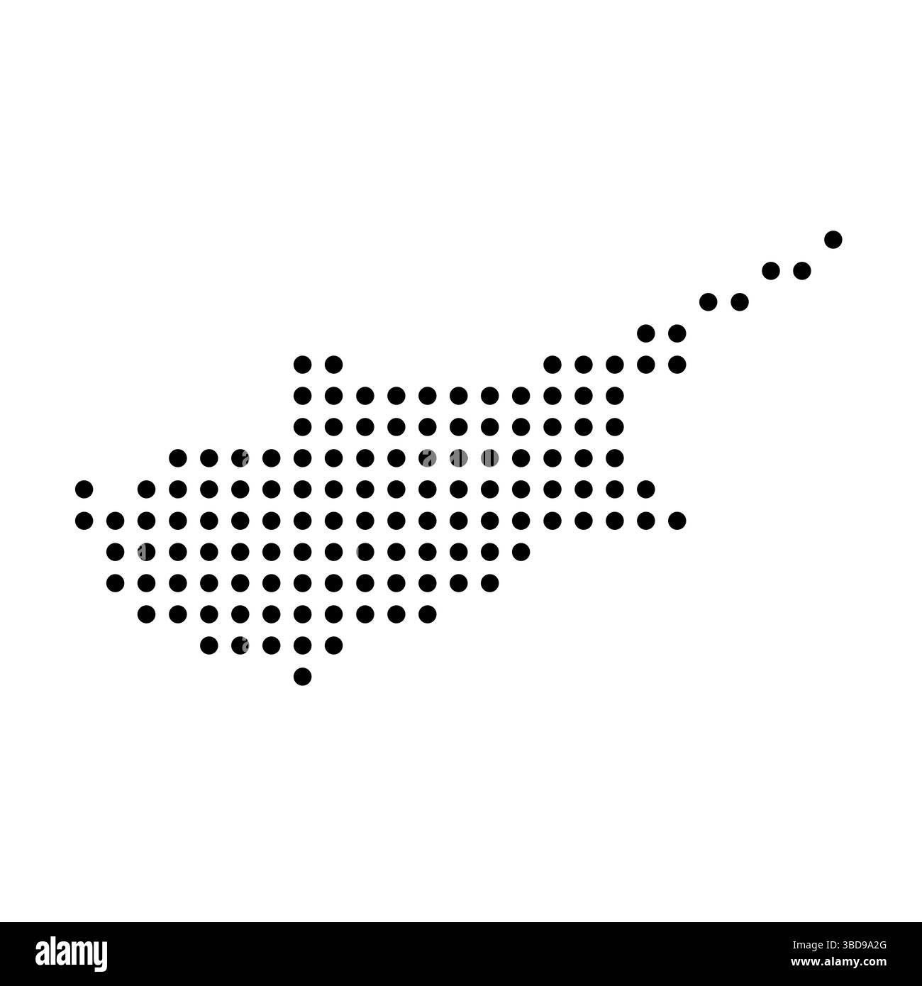 Cyprus country dotted map. Black spot pixel illustration isolated on ...