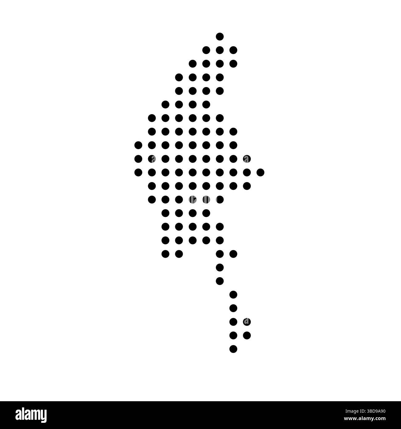 Myanmar country dotted map. Black spot pixel illustration isolated on ...