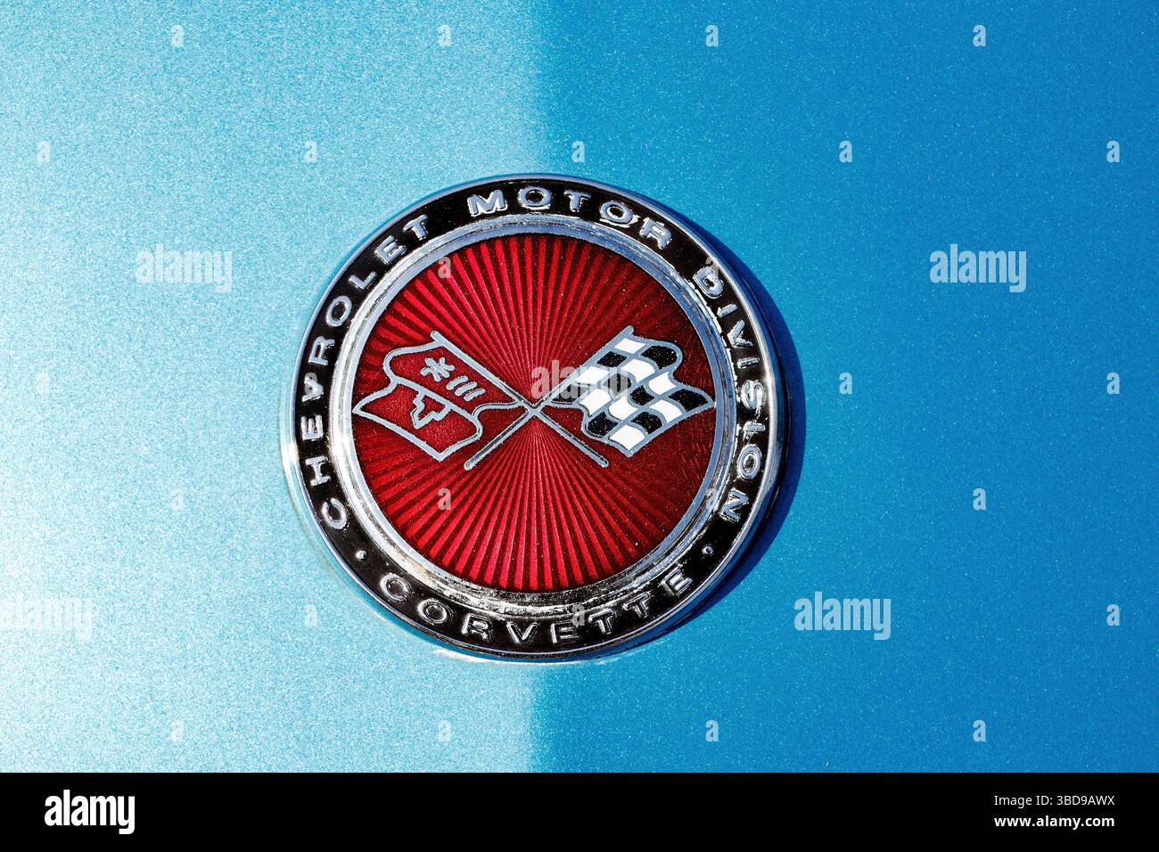 Close-up of the Chevrolet Corvette emblem with a vintage design ...